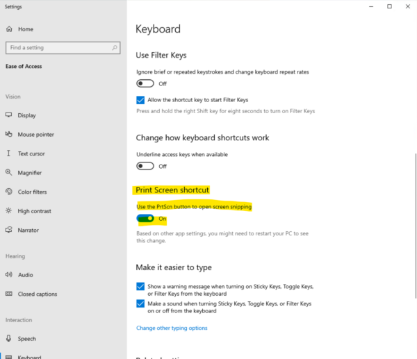 Open Snipping Tool by default when pressing the Print Screen (PrtSC ...