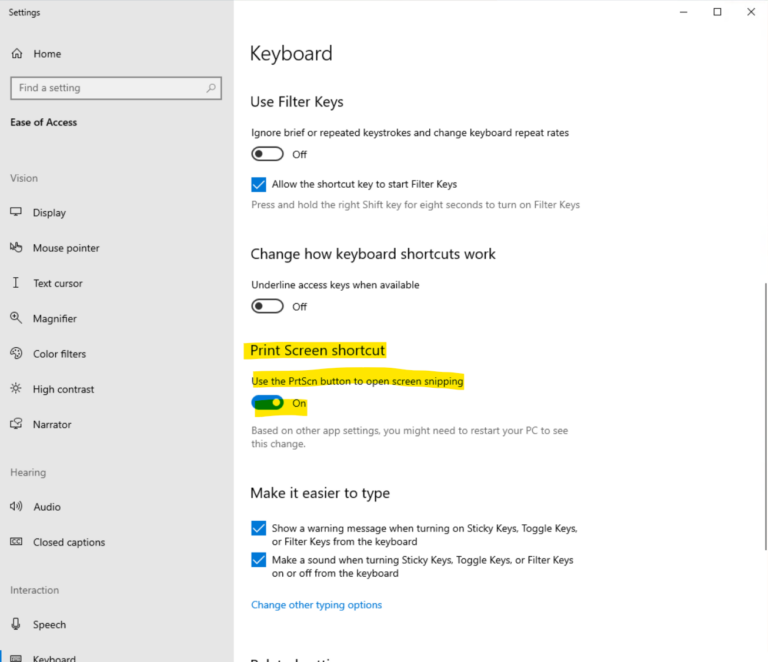 Open Snipping Tool by default when pressing the Print Screen (PrtSC ...