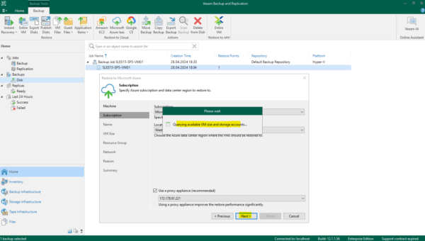 Restore On-Premise Virtual Machines to Microsoft Azure by using Veeam Backup and Replication ...