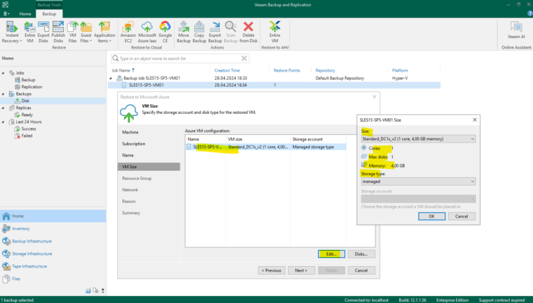 Restore On-Premise Virtual Machines to Microsoft Azure by using Veeam Backup and Replication ...