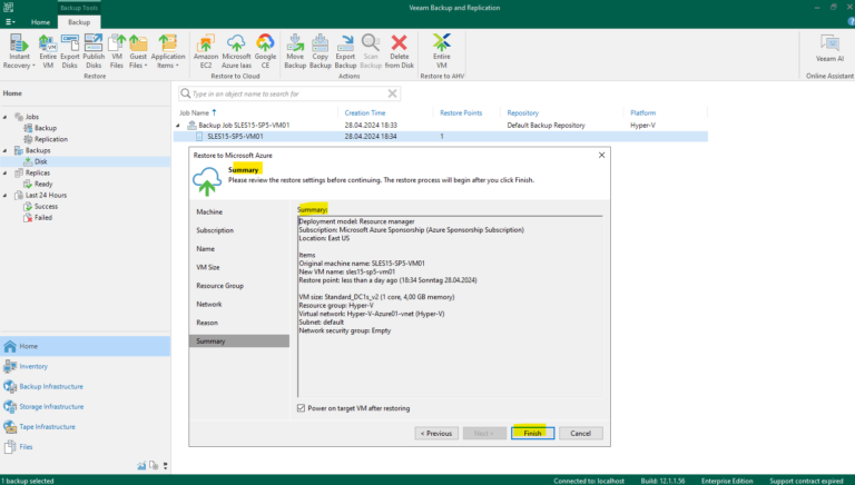 Restore On-Premise Virtual Machines to Microsoft Azure by using Veeam Backup and Replication ...