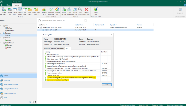 Restore On-Premise Virtual Machines to Microsoft Azure by using Veeam Backup and Replication ...