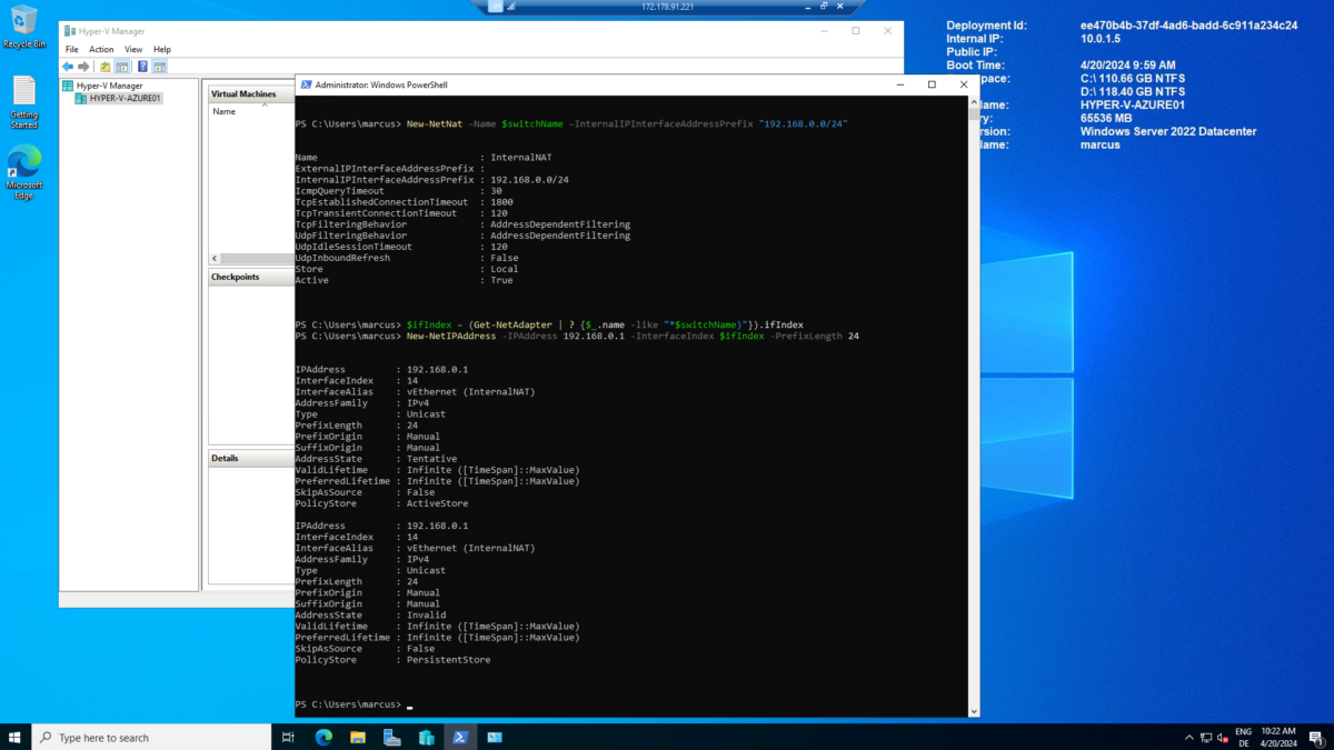 Set Up Azure Hyper V Server 2022 For Nested Virtualization