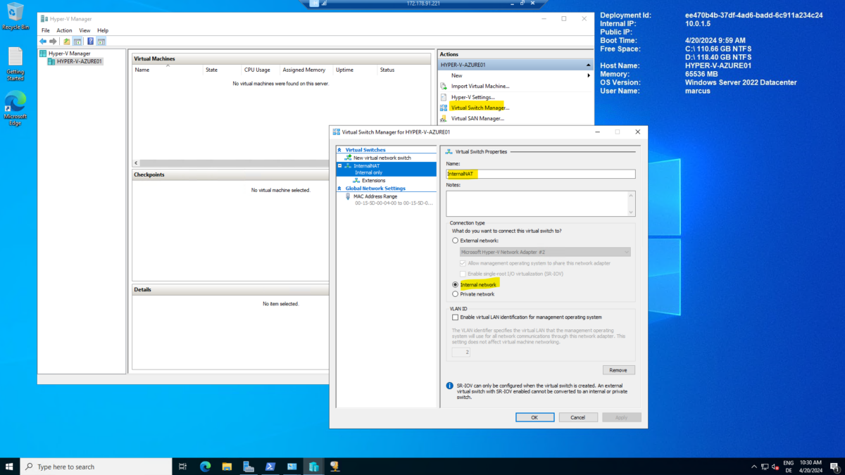 Set Up Azure Hyper V Server 2022 For Nested Virtualization