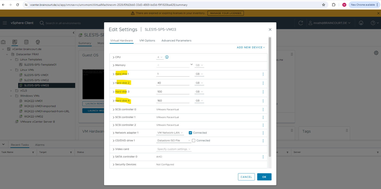 Vsphere Linux Virtual Machines Extend Disks Lvm Logical Volumes And The File System