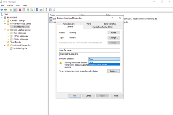 Set up Windows DNS dynamic Updates - .matrixpost.net