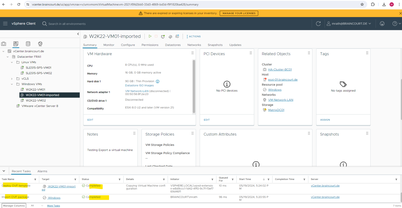 Export/Import Virtual Machines in VMware vSphere - .matrixpost.net