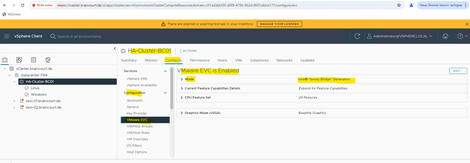 Enable The Enhanced Vmotion Compatibility Evc Mode For A Vsphere