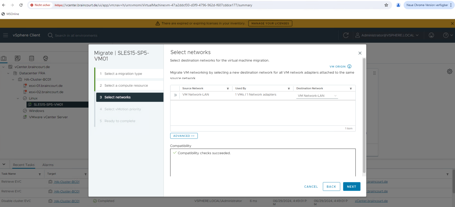 Enable The Enhanced Vmotion Compatibility Evc Mode For A Vsphere Clustertest