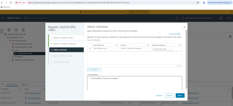 Enable The Enhanced Vmotion Compatibility Evc Mode For A Vsphere Clustertest