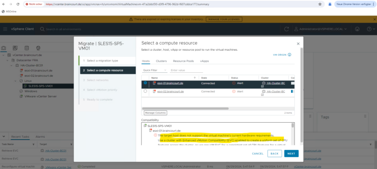Enable the Enhanced vMotion Compatibility (EVC) Mode for a vSphere ...