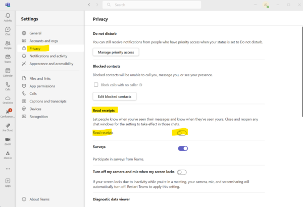 Turn off read receipts in Microsoft Teams - .matrixpost.net