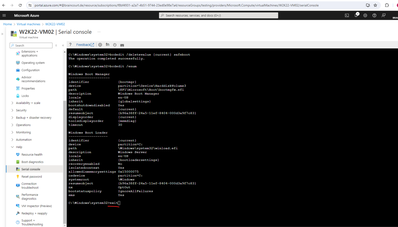 How to run Azure VMs in Safe Mode – RDP Service not available in Safe Mode – Using the Serial ...