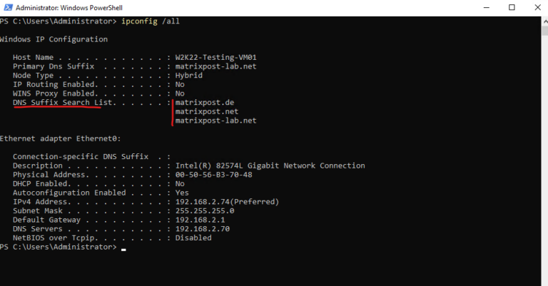 Impact of DNS Primary Suffix and DNS Suffix Search List on the DNS Name Resolution - .matrixpost.net