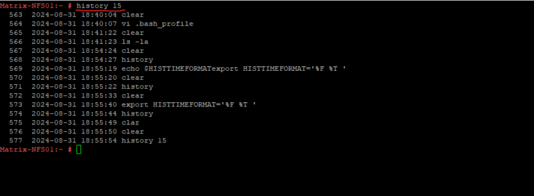 Enable Timestamps for Linux History Command - .matrixpost.net