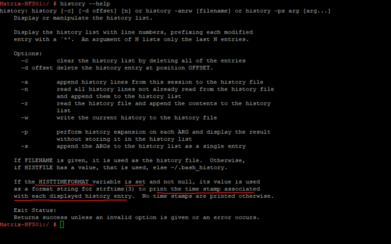 Enable Timestamps for Linux History Command - .matrixpost.net