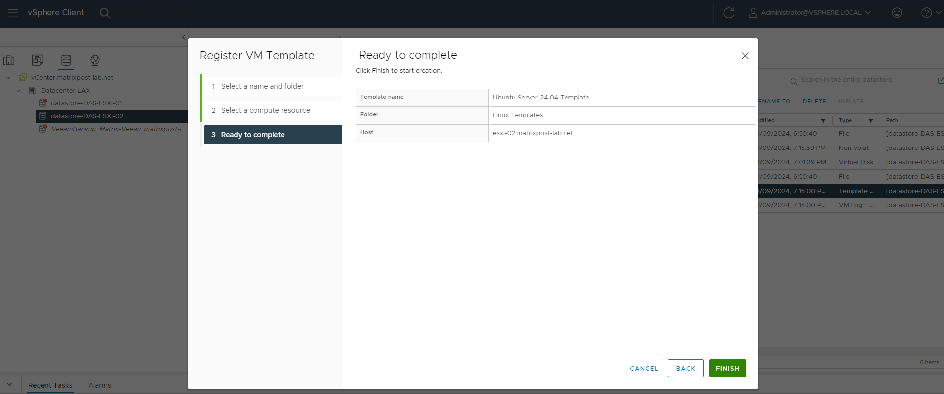 Restore/Register a VM or VM Template in vSphere - .matrixpost.net