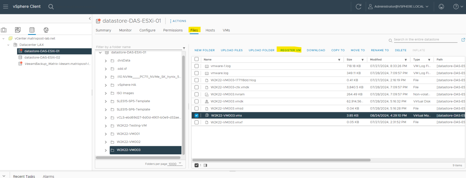 Restore/Register a VM or VM Template in vSphere - .matrixpost.net