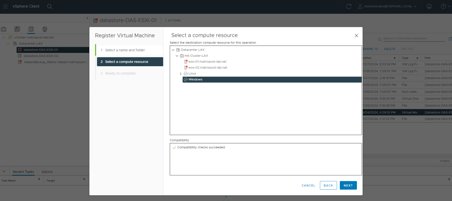 Restore/Register a VM or VM Template in vSphere - .matrixpost.net