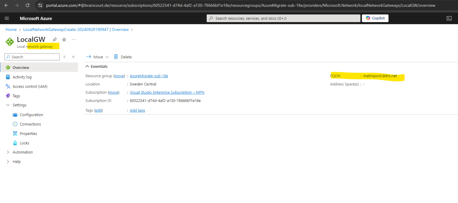 Set up an IPSec route-based Site-to-Site VPN Tunnel between Azure and ...