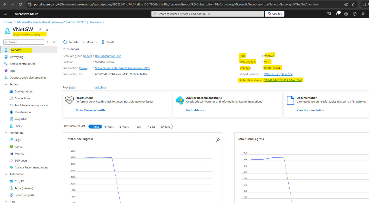 Set up an IPSec route-based Site-to-Site VPN Tunnel between Azure and ...