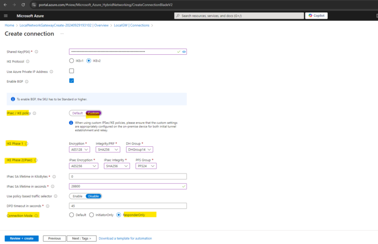 Set up an IPSec route-based Site-to-Site VPN Tunnel between Azure and ...