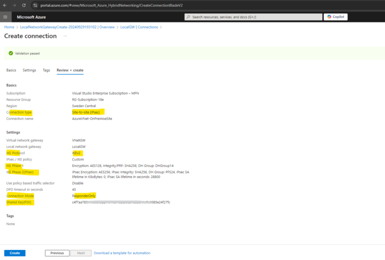 Set up an IPSec route-based Site-to-Site VPN Tunnel between Azure and ...