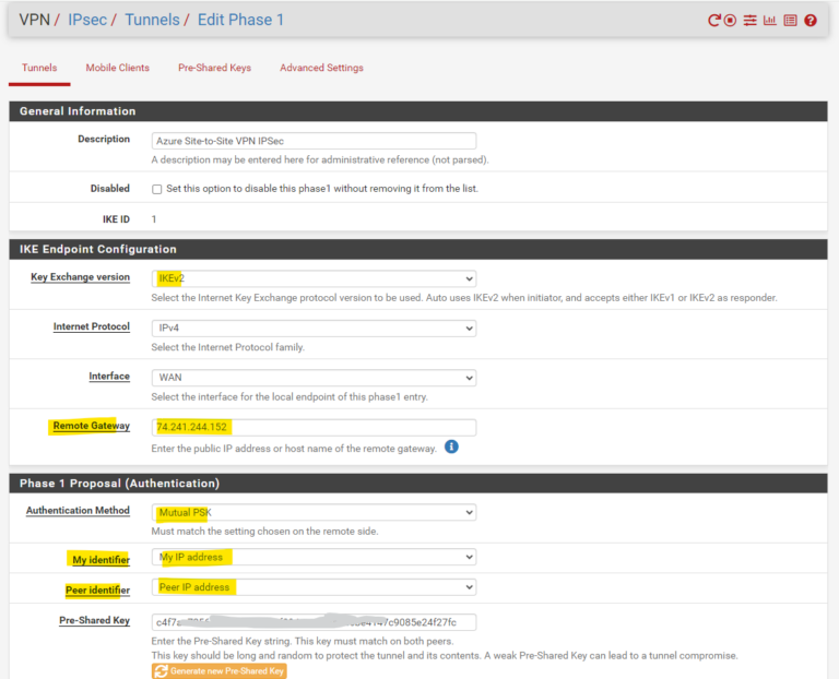 Set up an IPSec route-based Site-to-Site VPN Tunnel between Azure and On-Premise (Home Network ...