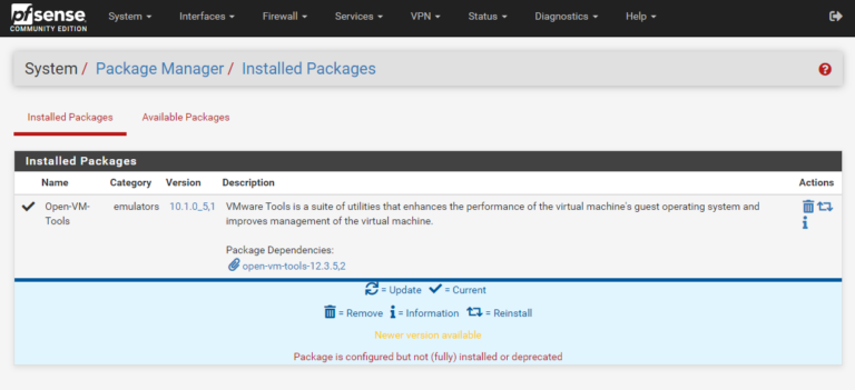 Install VMWare Tools for pfSense in vSphere - .matrixpost.net