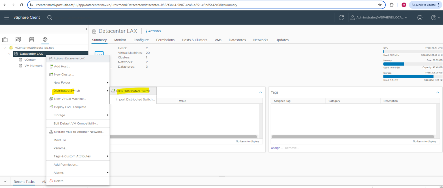 How to deploy a vSphere Distributed Switch in vCenter - .matrixpost.net