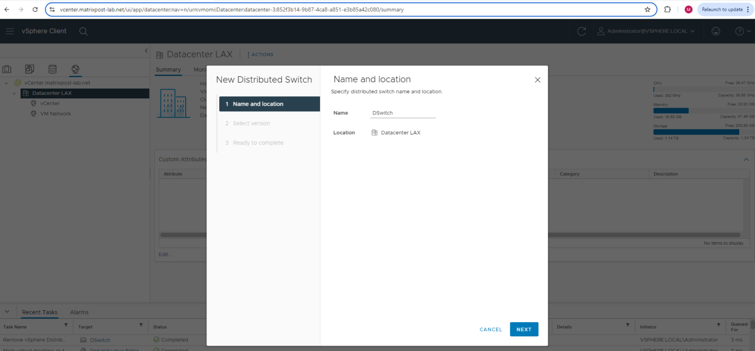 How to deploy a vSphere Distributed Switch in vCenter - .matrixpost.net