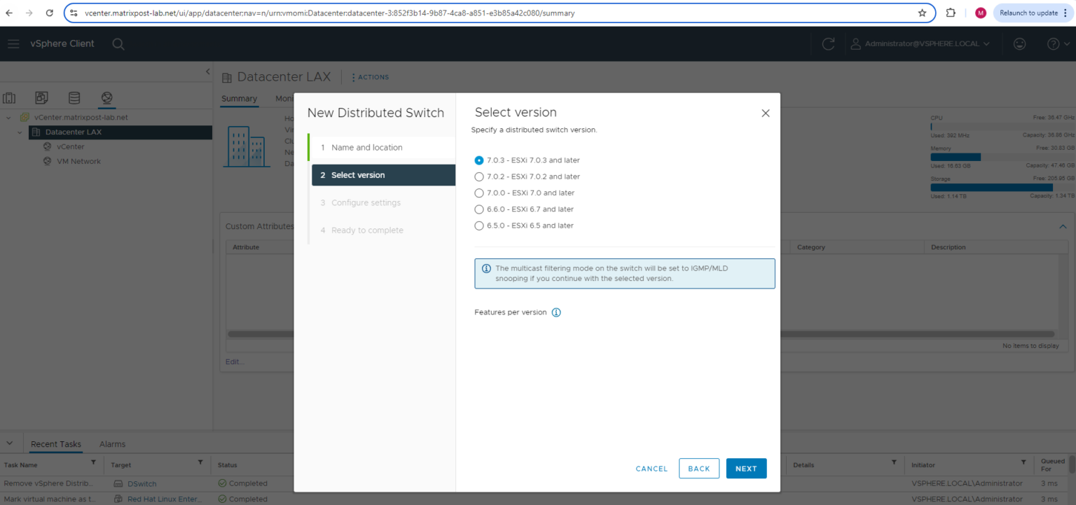 How to deploy a vSphere Distributed Switch in vCenter - .matrixpost.net
