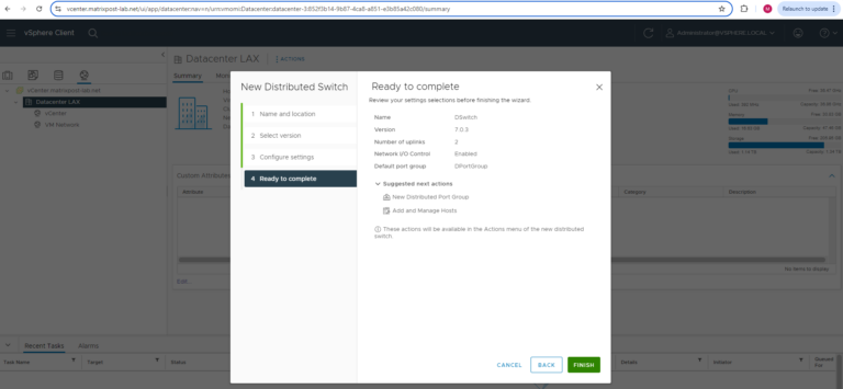 How to deploy a vSphere Distributed Switch in vCenter - .matrixpost.net