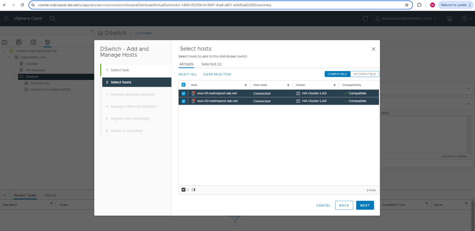 How to deploy a vSphere Distributed Switch in vCenter - .matrixpost.net