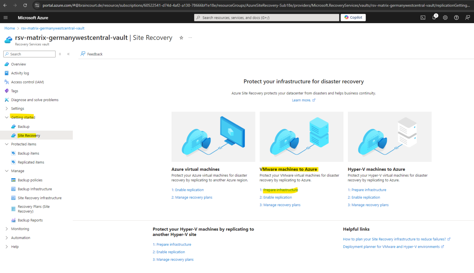 Set up Azure Site Recovery for On-Premise VMware Virtual Machines ...