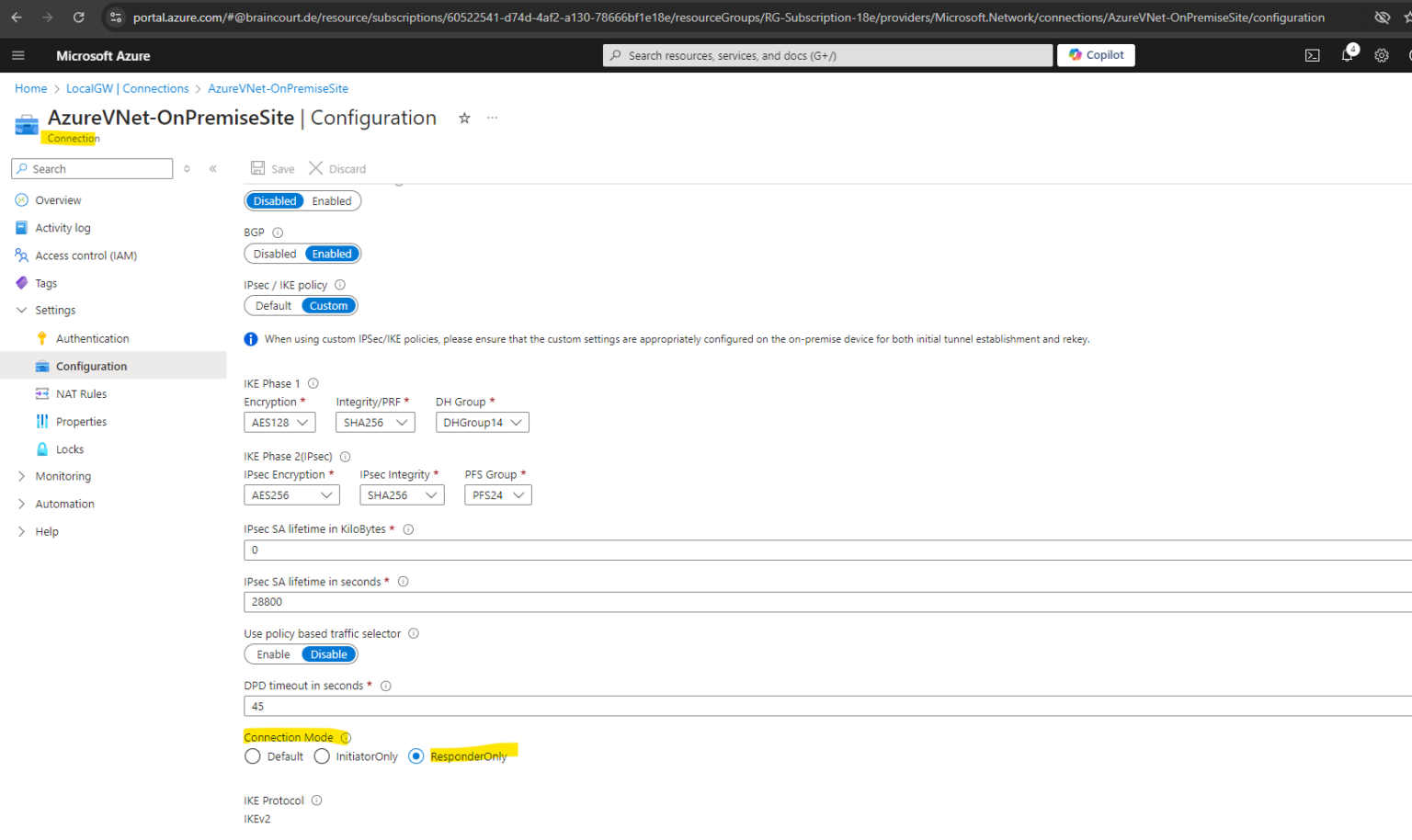 Set Up An Ipsec Route Based Site To Site Vpn Tunnel Between Azure And On Premise Home Network