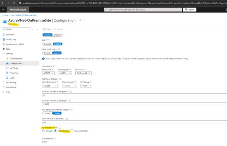 Set up an IPSec route-based Site-to-Site VPN Tunnel between Azure and ...