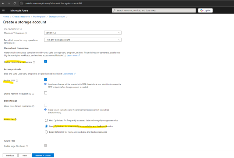 Set up an Azure Storage Account and Blob Storage for SFTP Access ...