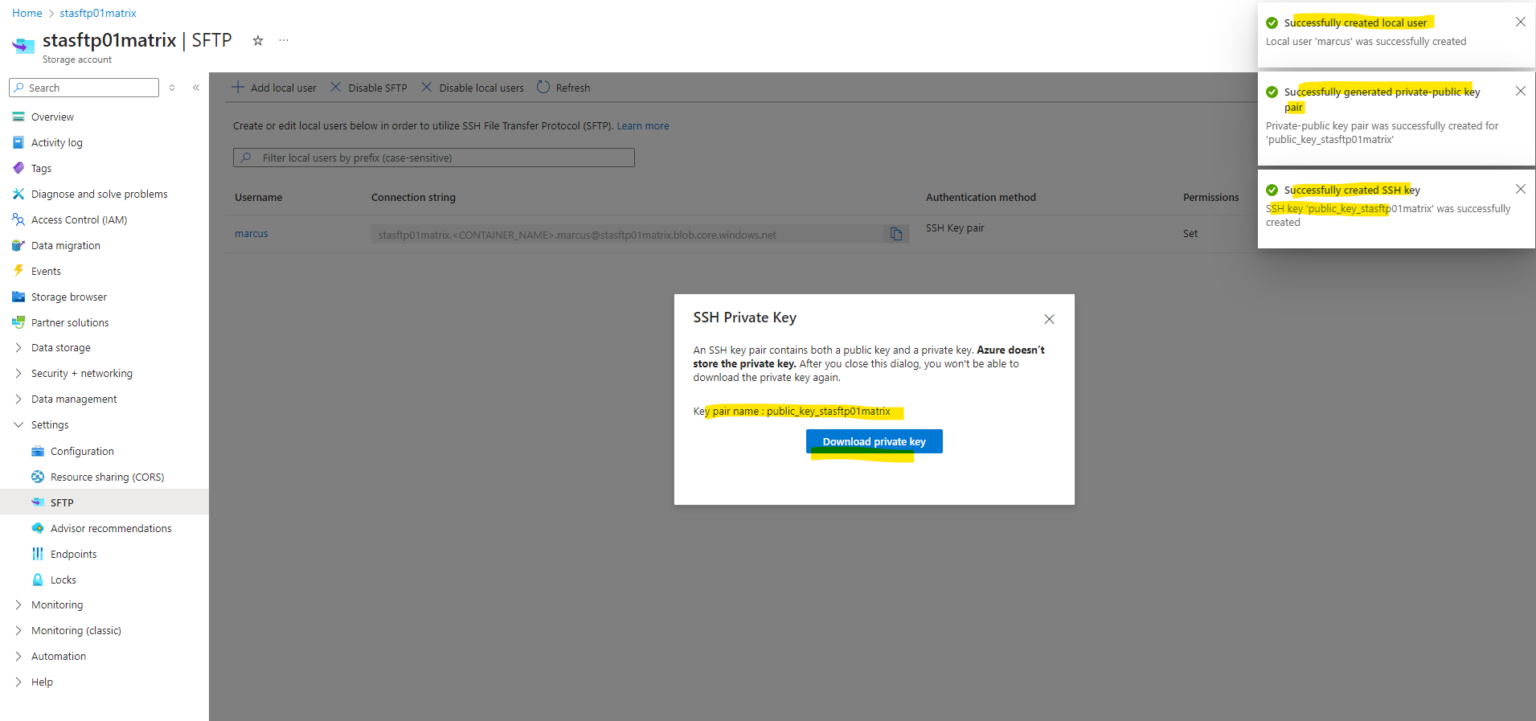 Set up an Azure Storage Account and Blob Storage for SFTP Access - .matrixpost.net