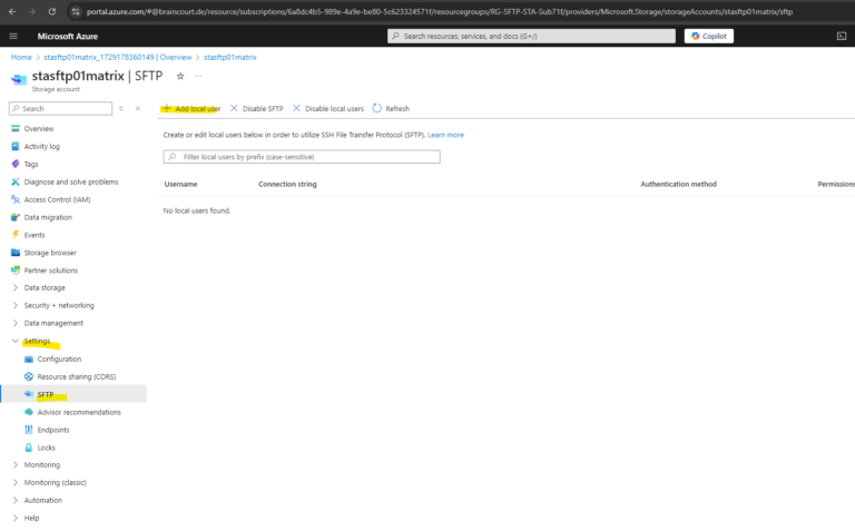 Set up an Azure Storage Account and Blob Storage for SFTP Access - .matrixpost.net