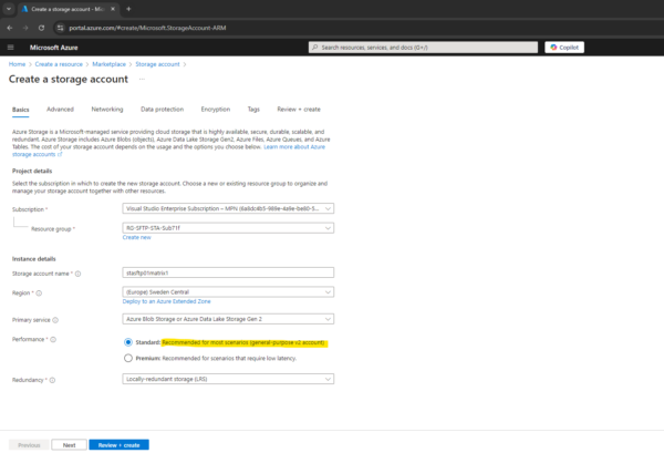 Set up an Azure Storage Account and Blob Storage for SFTP Access ...