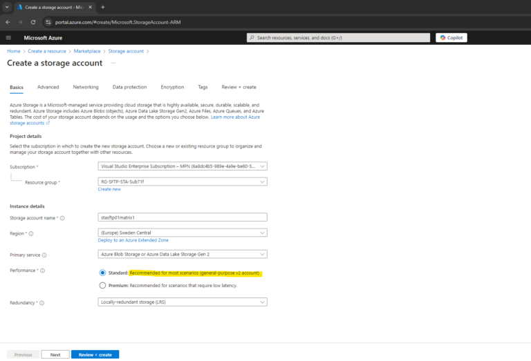 Set up an Azure Storage Account and Blob Storage for SFTP Access ...