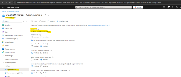Set up an Azure Storage Account and Blob Storage for SFTP Access ...