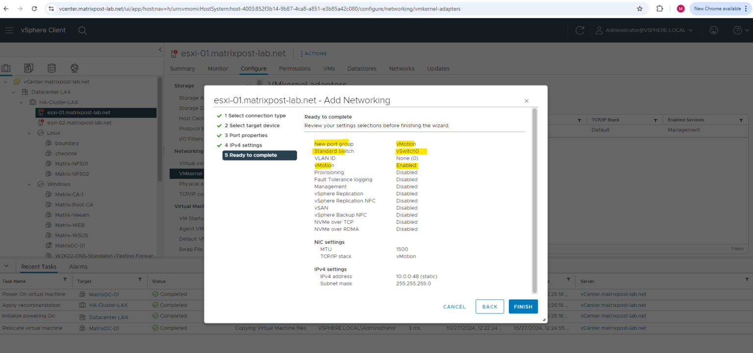 The vMotion interface is not configured (or is misconfigured) on the Source Host - .matrixpost.net