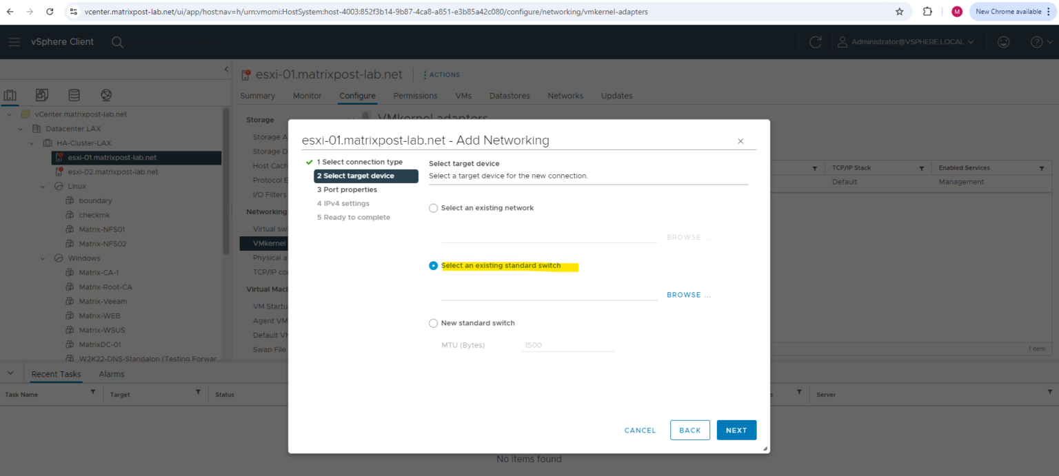 The vMotion interface is not configured (or is misconfigured) on the ...