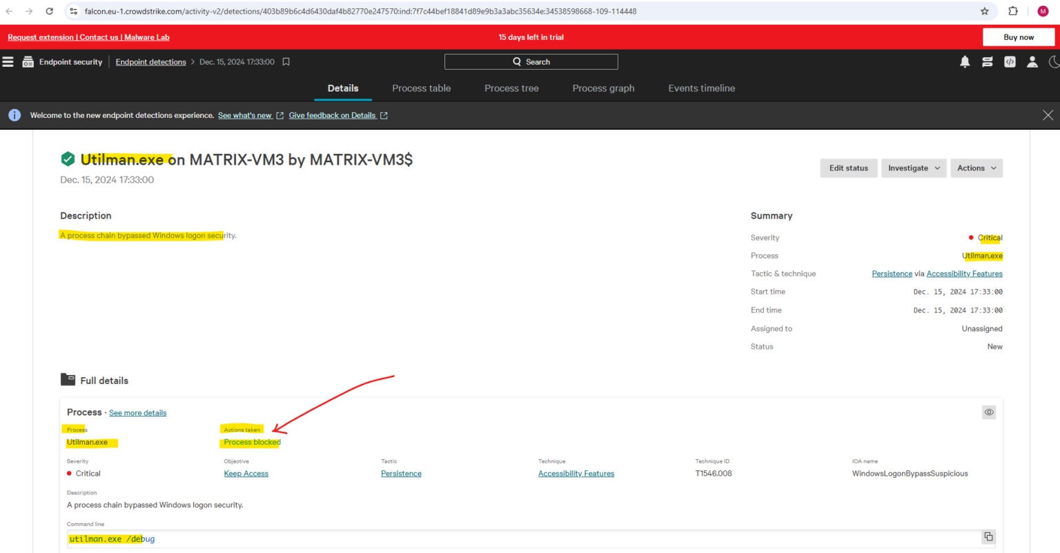 The Utilman.exe Hack combined with Windows Safe Mode to bypass XDR ...