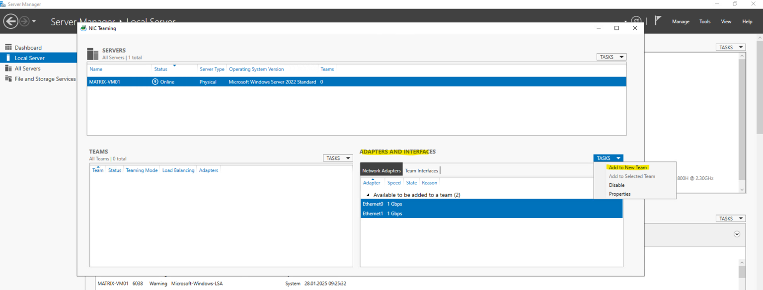 Set up NIC Teaming in Windows Server - .matrixpost.net