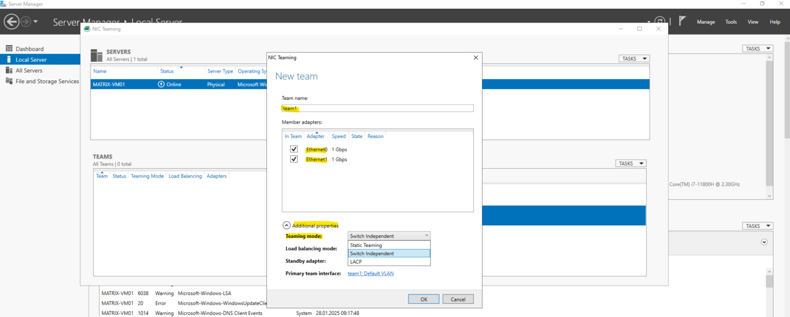 Set up NIC Teaming in Windows Server - .matrixpost.net