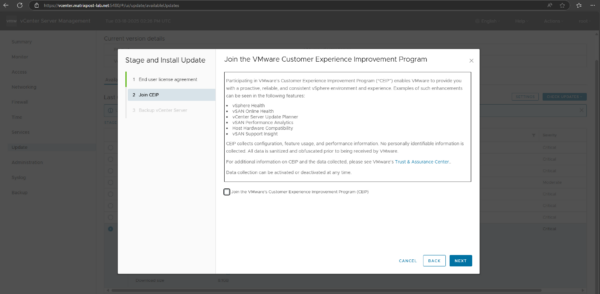 How to update/upgrade vCenter Server (VCSA) by using the vCenter Server Appliance Management ...