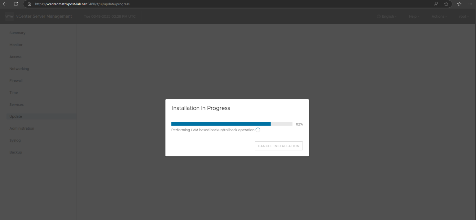 How to update/upgrade vCenter Server (VCSA) by using the vCenter Server ...